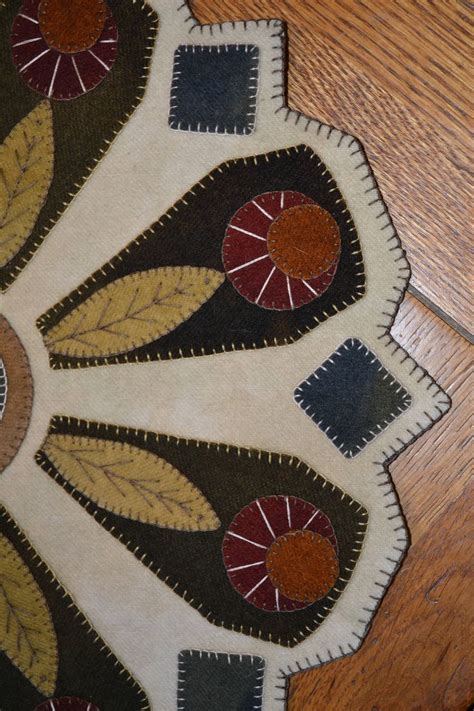 Wool Applique E Pattern Primitive Folk Art Wool Penny Rug Pattern Pdf