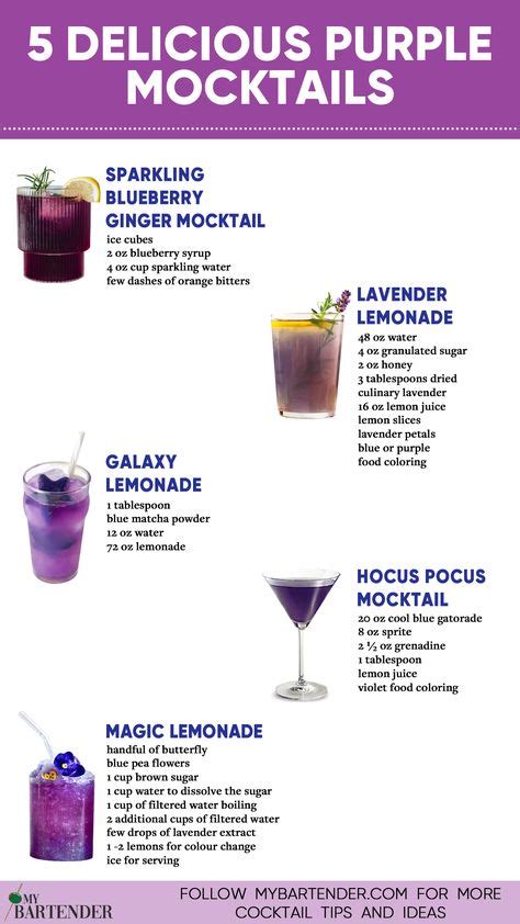 Purple Mocktails Mocktail Drinks Cocktail Drinks Recipes Easy Drink