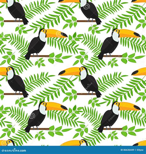 Tropical Bird Seamless Pattern Background Stock Vector Illustration