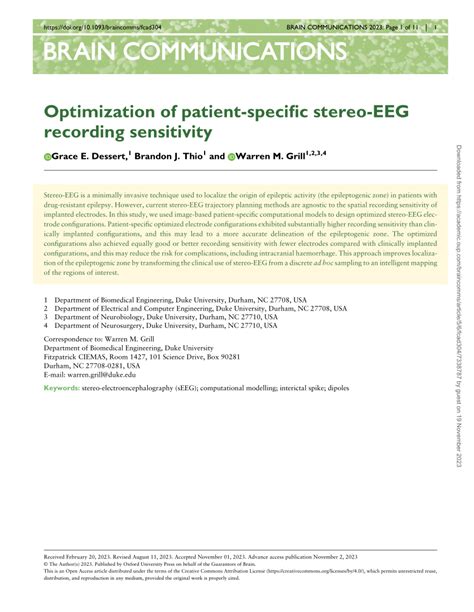 Pdf Optimization Of Patient Specific Stereo Eeg Recording Sensitivity