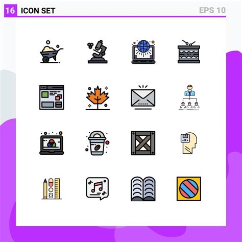 Group Of Flat Color Filled Lines Signs And Symbols For Internet St Settings Parade Instrument