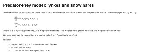 Solved Predator Prey Model Lynxes And Snow Hares The