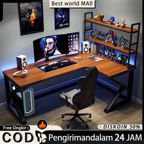 Jual Kayu PadatBEST Meja L Meja Kantor Serbaguna Meja Gaming Meja Komputer Minimalis Meja