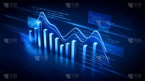 常规内容 背景系列科技风蓝色光效折线柱状统计图背景素材 花瓣网