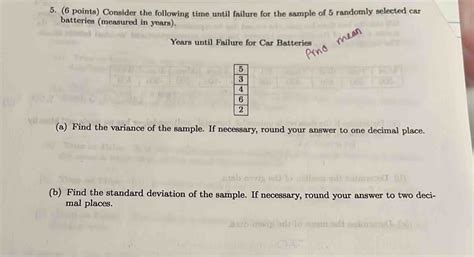 Solved 5 6 Points Consider The Following Time Until Failure For The