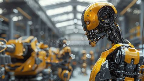 Advanced Robotics In Modern Manufacturing Facility Generated With Ai Stock Illustration