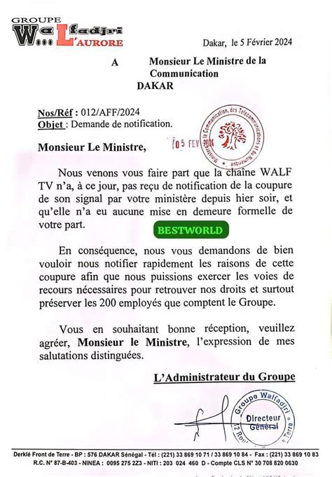 Le Groupe Walfadjri Pas Encore Notifié De La Coupure De Son Signal