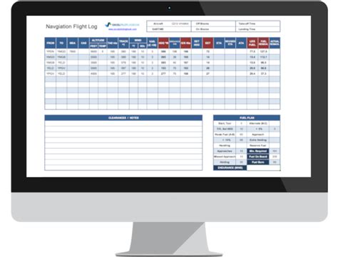 Free Navigation Flight Log VFR IFR Excel Pilot Logbook