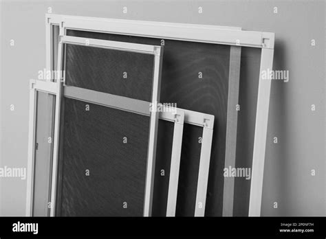 Set Of Window Screens On Light Grey Background Stock Photo Alamy