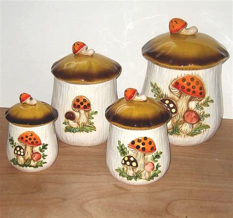 Mushroom Canister Set Of Retro Fun Etsy Canister Sets Canisters Stuffed Mushrooms
