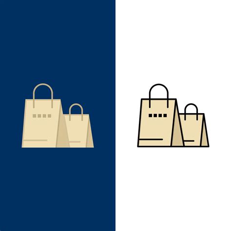 Bag Handbag Shopping Shop Icons Flat And Line Filled Icon Set Vector Blue Background 18020900