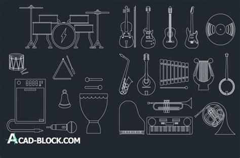 Cad Music Instruments Dwg Free Cad Blocks