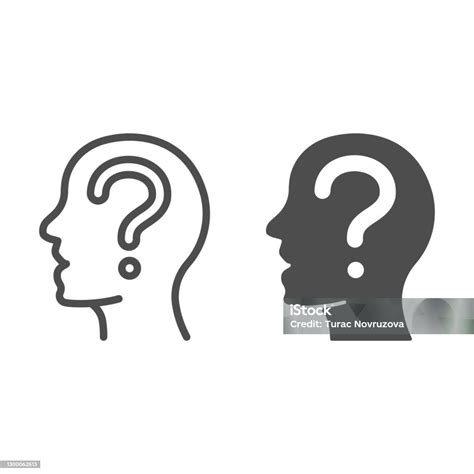 人頭和問號線和固體圖標啟動概念思維人標誌在白色背景問號在頭部圖標在輪廓風格為移動概念和網頁設計向量圖形向量圖形及更多互聯網圖片 Istock