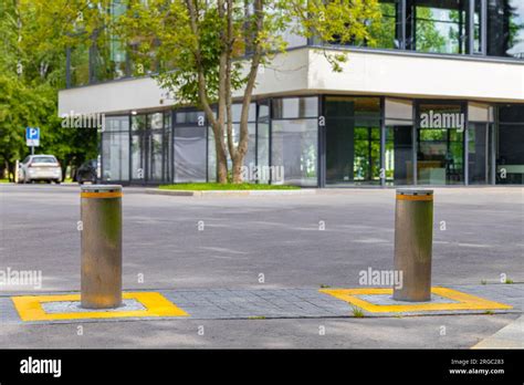 Hydraulic Traffic Limiter On The Road At The Entrance To The Territory