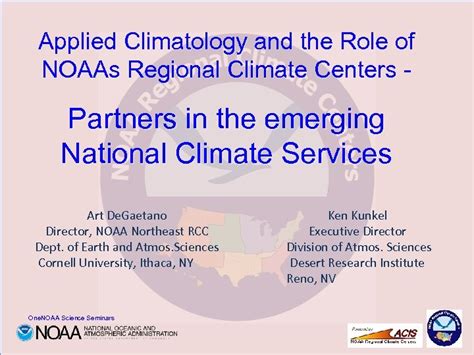 Applied Climatology And The Role Of Noaas Regional