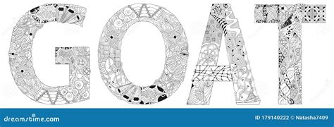 Word GOAT Vector Zentangle Object For Decoration CartoonDealer Com