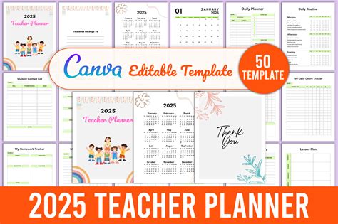 2025 Teacher Planner Canva Template Graphic By KDPMart Creative Fabrica