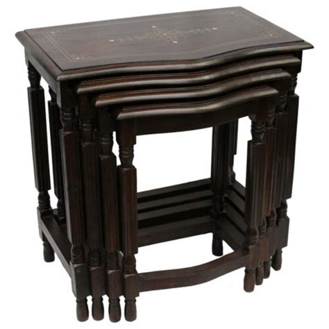 Natural Geo Decorative Set Of 4 Nesting Tables Curved 1 Kroger
