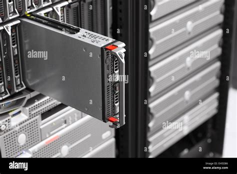 Install Or Removes A Blade Server In A Data Center Stock Photo Alamy