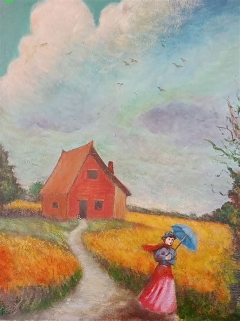 Slika Devojka Sa Kisobranom Autor Cvetkovic Slobodan Ulje Na Kartonu Serbianaart