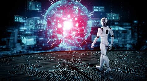 premium photo xai d rendering robot humanoid analyzing big data using