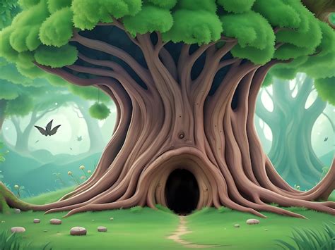Premium Ai Image Vector Illustration Fantasy Forest Background With