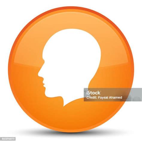 머리 남자 얼굴 아이콘 특별 한 오렌지 라운드 버튼 남성에 대한 스톡 벡터 아트 및 기타 이미지 남성 남자 머리 Istock