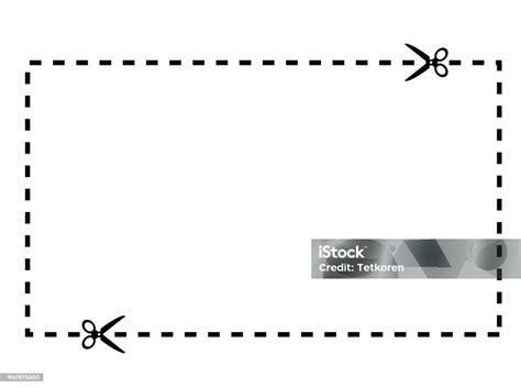 Illustration Of A Cut Out Coupon Rectangle Shape With Scissors Vector Stock Illustration
