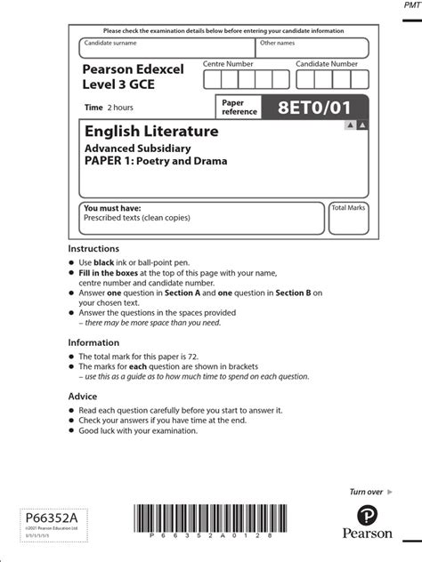 June 2022 Qp Paper 1 Edexcel English Literature As Level Pdf