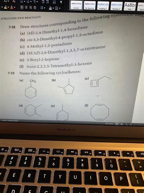 solved 7 38 draw structures corresponding to the following