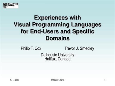 Ppt Experiences With Visual Programming Languages For End Users And Specific Domains