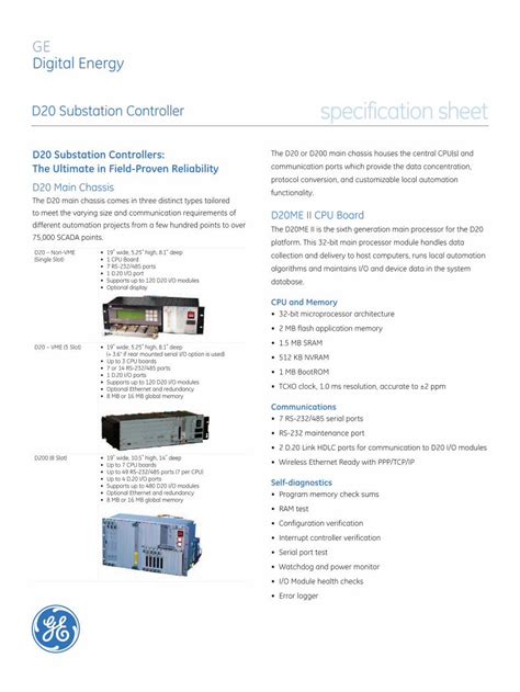 Pdf D20 Substation Controller Specificationsheet · Pdf Filed20