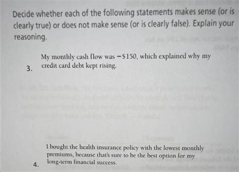 Solved Decide Whether Each Of The Following Statements Makes