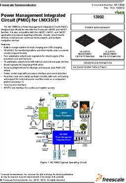 MC13892DJVL Datasheet Freescales MC13892 Power Management Integrated