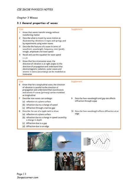 Cie Igcse Physics Chapter 3 2023 Onw Pdf Waves Sound