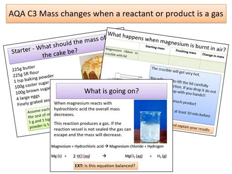 AQA C Mass Changes When A Reactant Or Product Is A Gas Triple Or Trilogy Teaching Resources