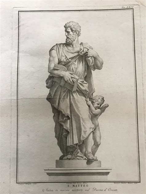 Large Rare 18th Century Engraving Giovanni Ottaviani Saint Matthew