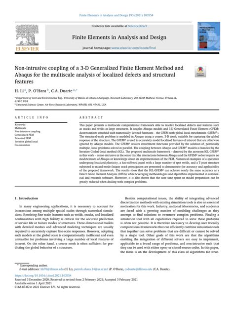 Non Intrusive Coupling Of A 3 D Generalized Finite Element Method And