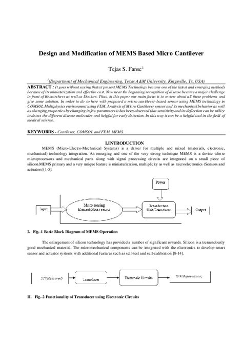 Pdf Design Modification Of Mems Based Micro Cantilever