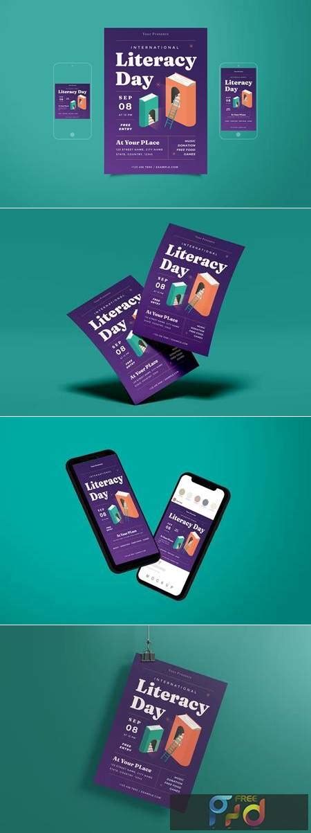 International Literacy Day Flyer Set Yeeej7r Freepsdvn