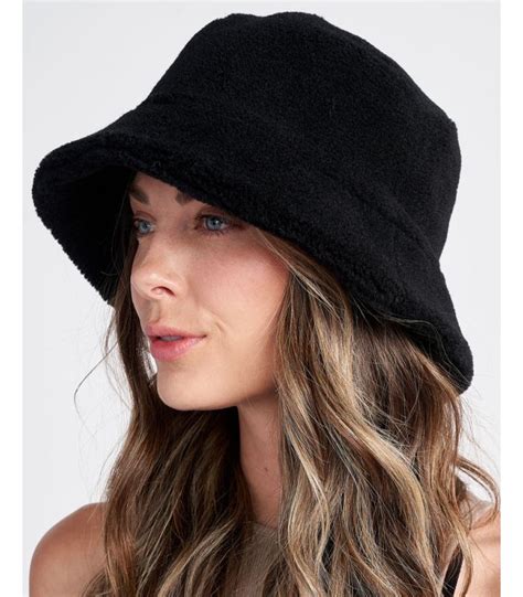 Wool Bucket Hat In Black Womens Hats Sheepskin Town