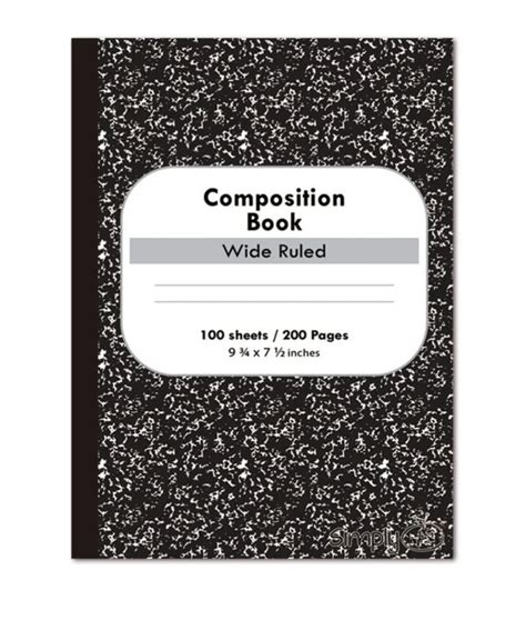 48 Pieces 100ct Marble Composition Book Wide Ruled Black Notebooks
