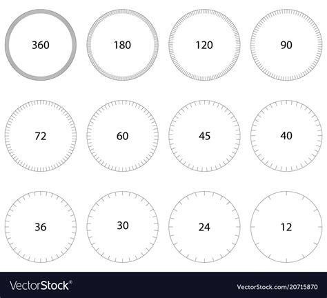 Set Circle Dial Scale With Division Round Vector Image