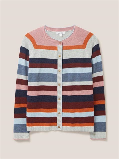 Lulu Stripe Cardi In Pink Multi White Stuff