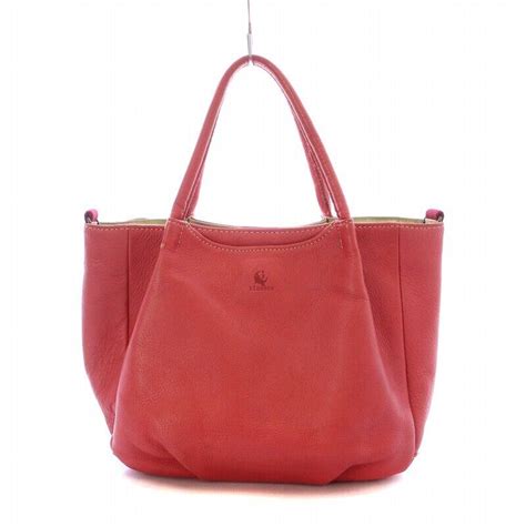 Used Kissora Hand Bag Logo Magnet Closure Genuine Lea Gem