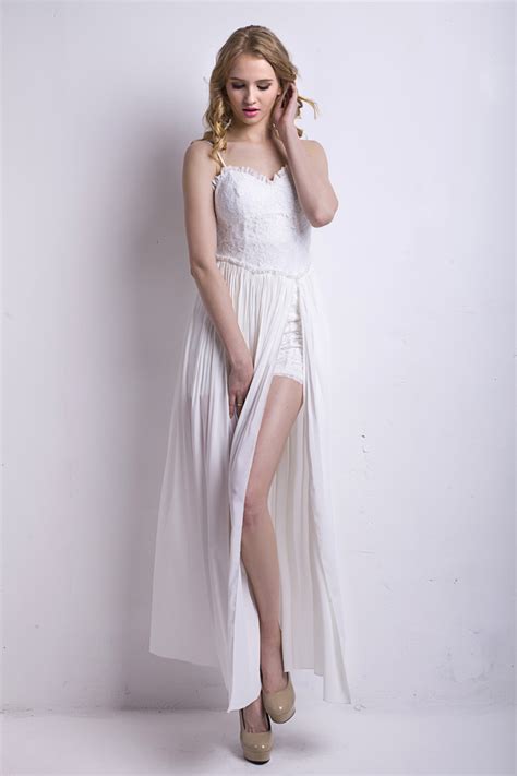 Sexy Sweetheart Spaghetti Strap Backless Lace Chiffon Evening Prom