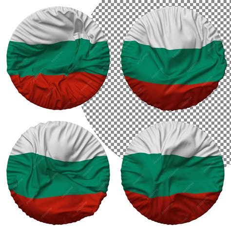 Флаг болгарии круглой формы изолированные разных стиле размахивания
