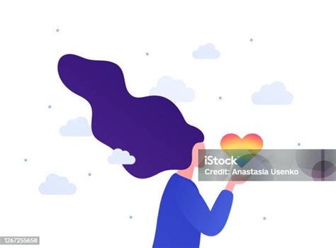 Lgbtq 驕傲月的概念向量平面人物插圖長髮人性格保持心形漸變彩虹色多樣性橫幅的設計項目 海報向量圖形及更多社會公益 概念圖片 Istock