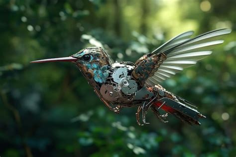 Premium Ai Image Image Of Flying Hummingbird Electronic Robot