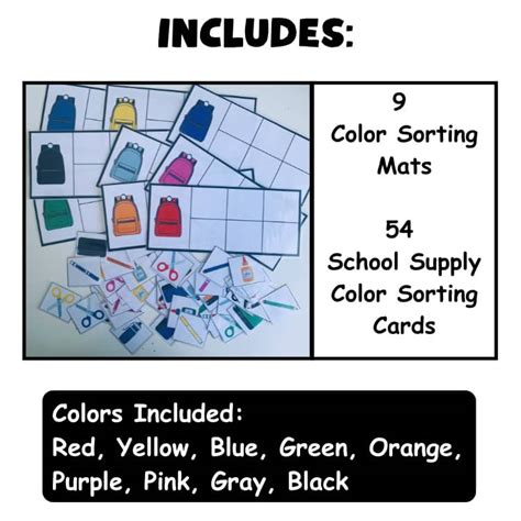 Back To School Color Sorting Sort School Supplies By Color Color
